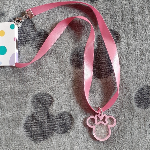 Disney | Jewelry | Minnie Mouse Pink Ribbon Necklace | Poshmark